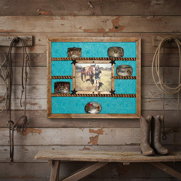 14 Buckle Display with 8x10 Picture Frame - Many Backgrounds Available ...